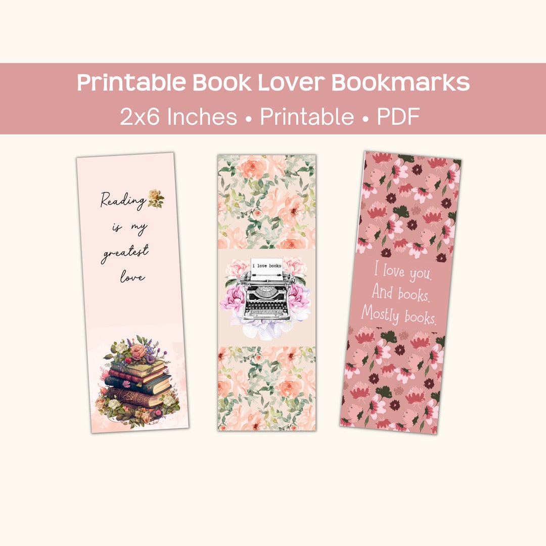 Printable Book Lover Bookmarks, Instant Pdf Download, Simply Print and ...
