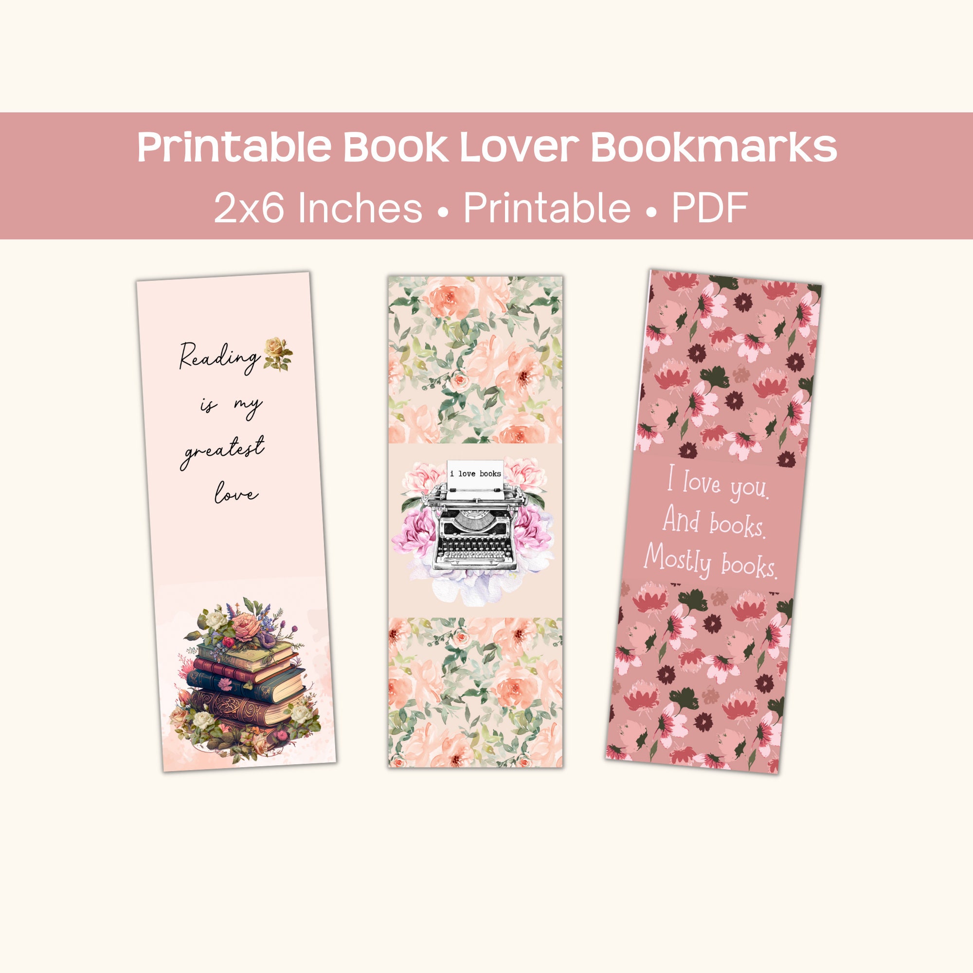 Printable Book Lover Bookmarks, Instant Pdf Download, Simply Print and ...