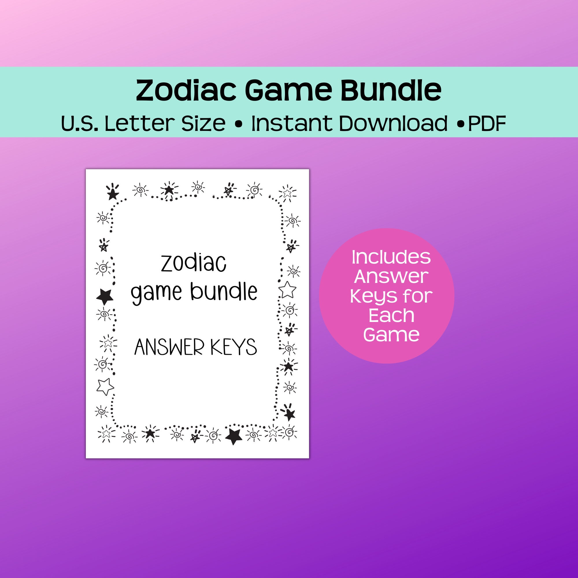 Zodiac Game Bundle: Astrology Trivia, Word Search (PDF Download) - Etsy