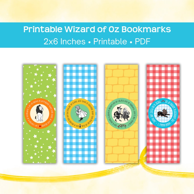 Printable Bookmarks, Wonderful Wizard of Oz by L. Frank Baum, Book ...