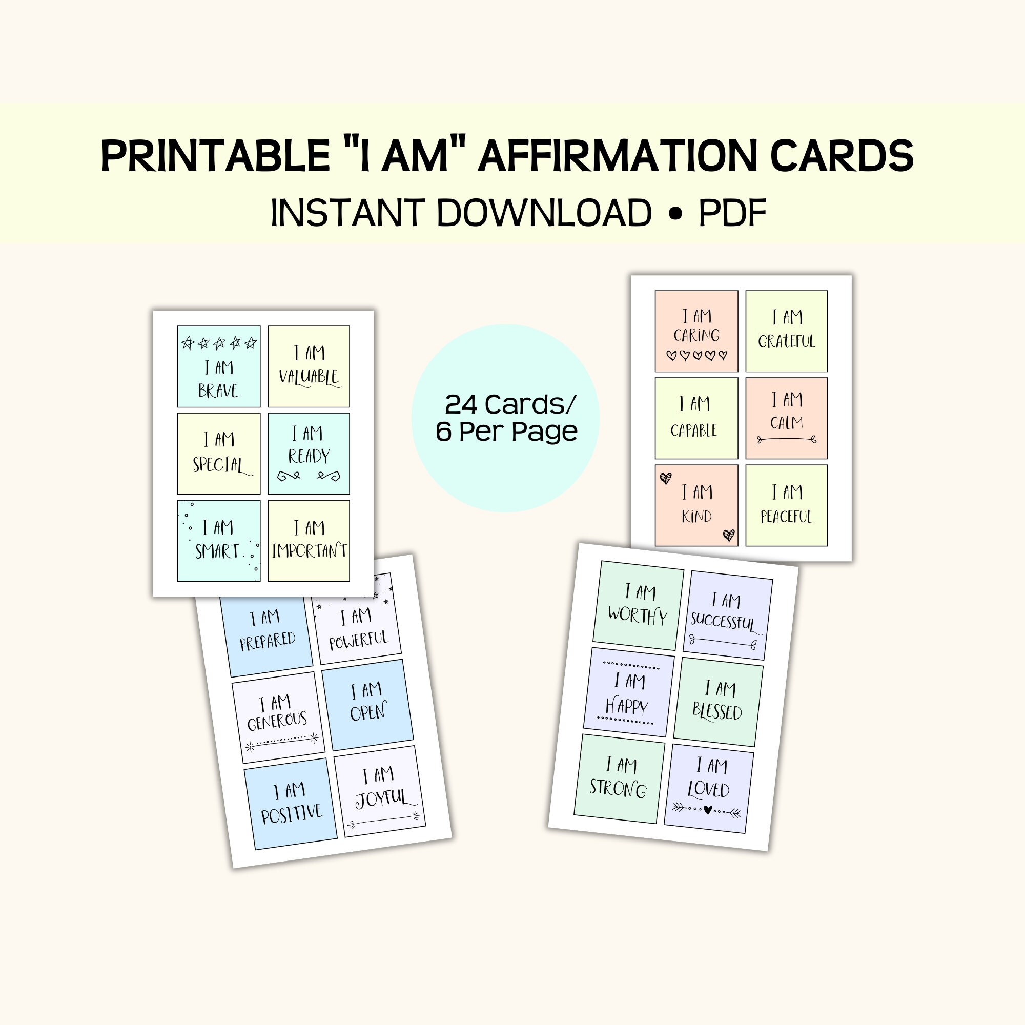 Printable Affirmation Cards, i Am, Self-love, Positive and Motivational ...
