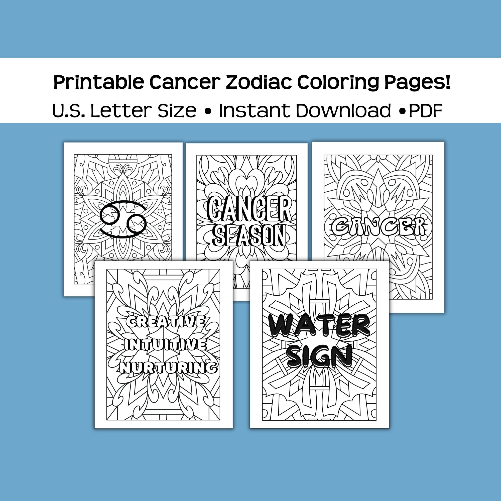 Printable Cancer Zodiac Sign Coloring Pages, June and July Birthdays ...