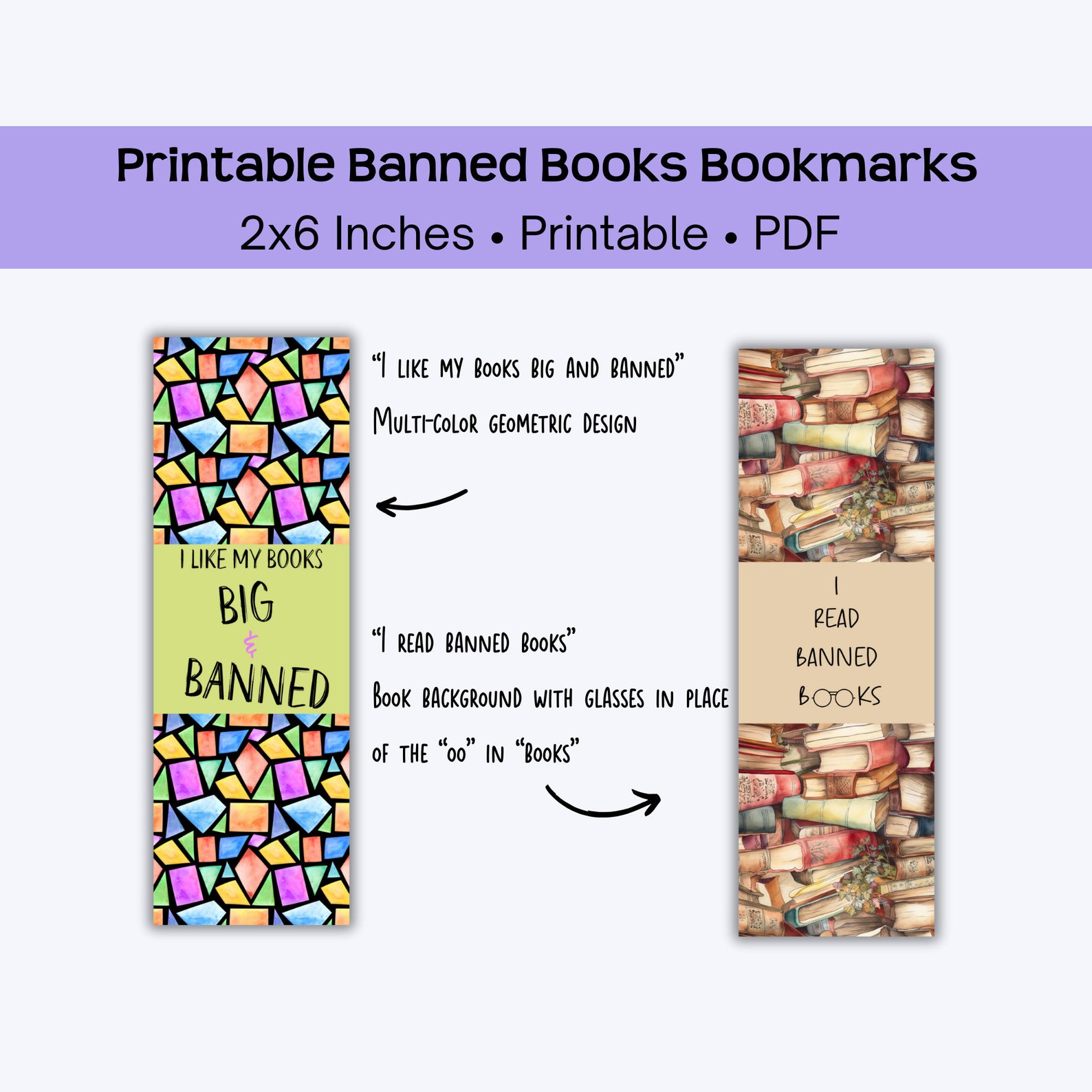 Printable Banned Book Bookmarks, Gift for Book Lovers, Instant Pdf ...