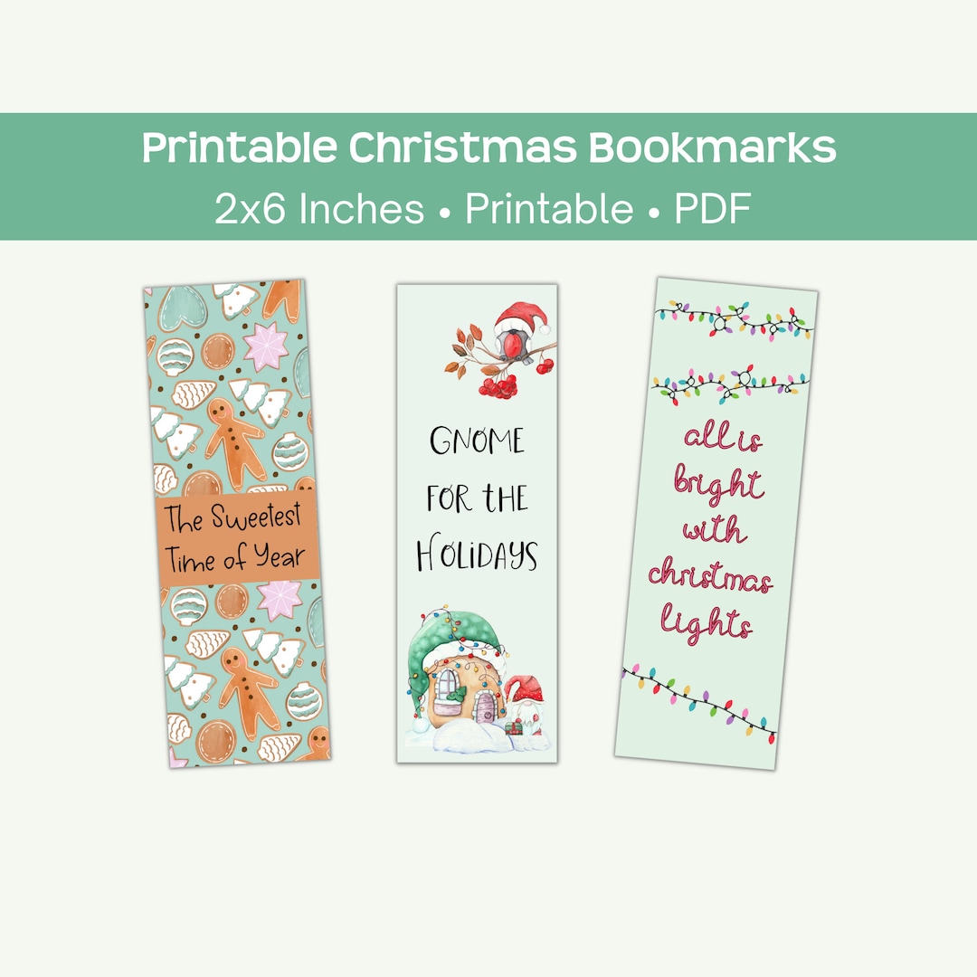 Printable Christmas Bookmarks, Instant Pdf Download, Gnomes ...