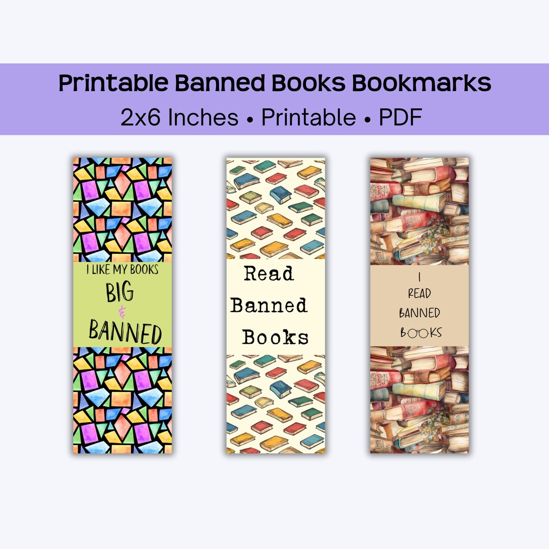 Printable Banned Book Bookmarks, Gift for Book Lovers, Instant Pdf ...