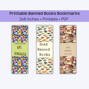 Printable Banned Book Bookmarks, Gift for Book Lovers, Instant Pdf ...