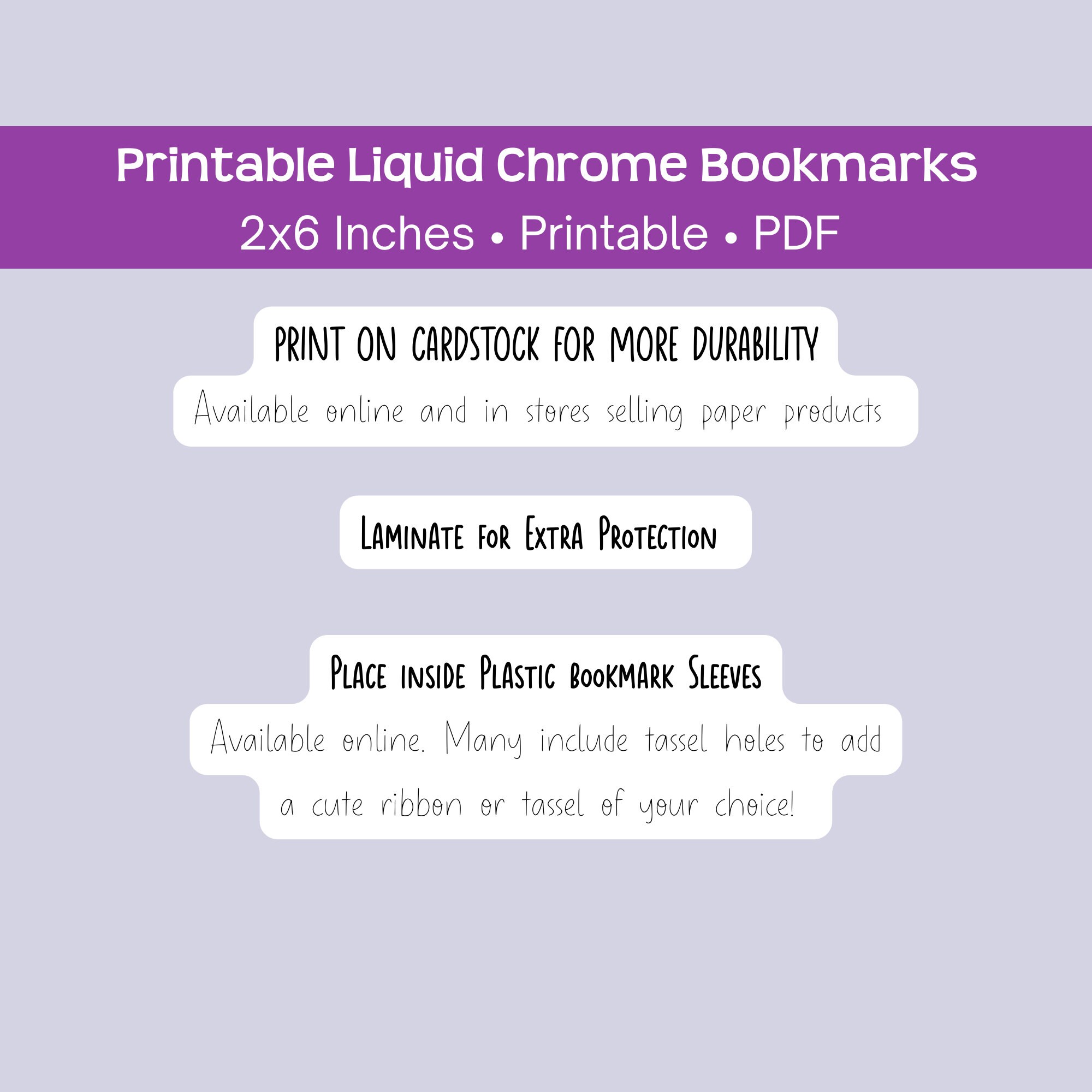 Printable Liquid Chrome Bookmarks, Instant Pdf Download, Gift for Book ...