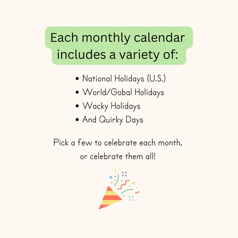 Printable April 2026 Holiday Calendar Page, Fun and Wacky Days, Instant ...