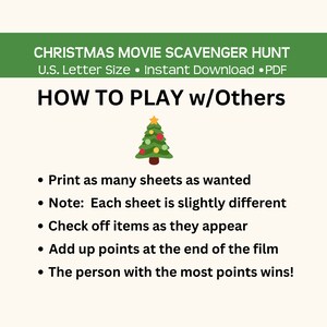 Printable Christmas Movie Scavenger Hunt Game, Play Alone or With ...