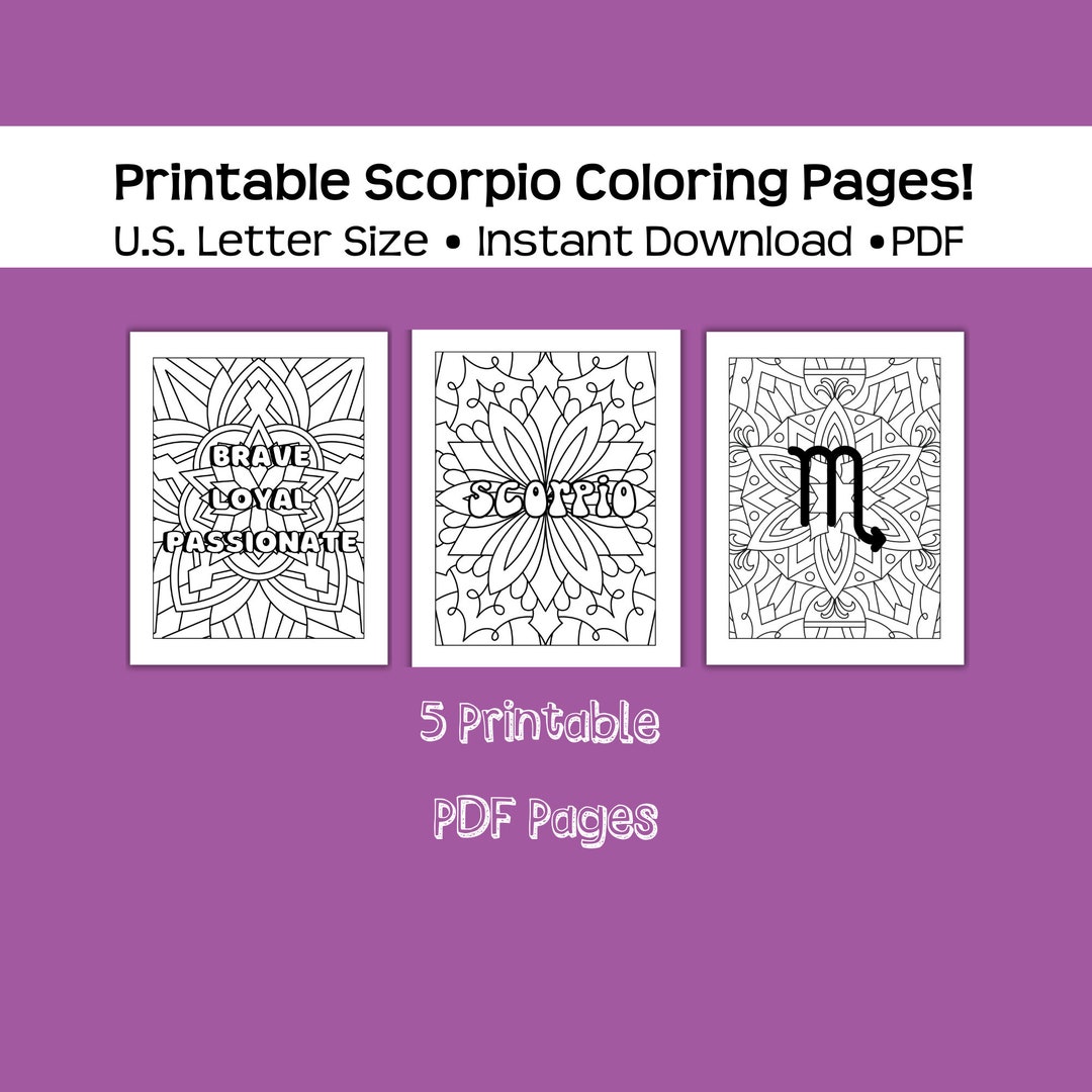 Printable Scorpio Zodiac Sign Coloring Pages, October and November ...