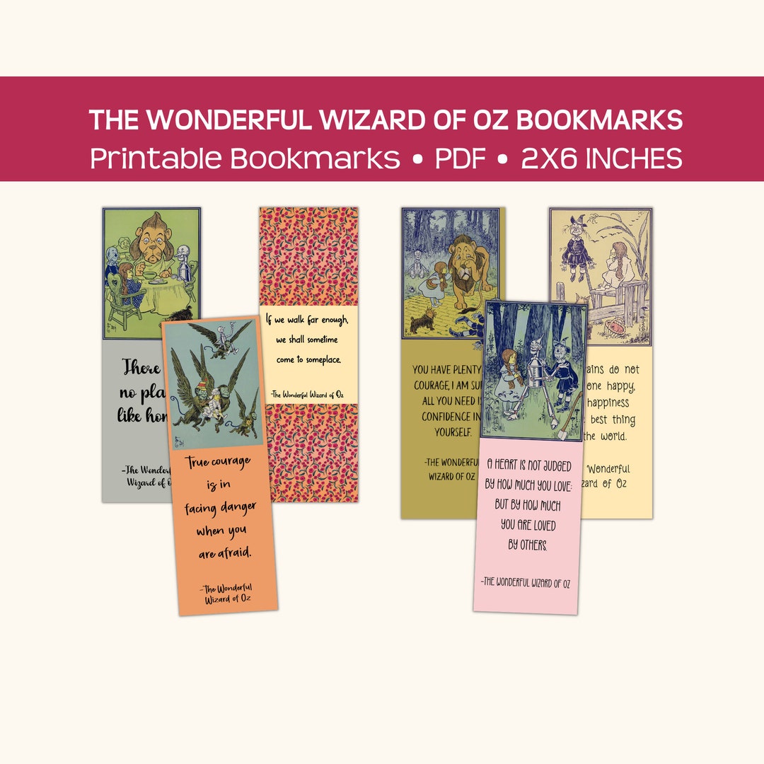 Wizard of Oz Bookmarks: Classic Illustrations, Book Quotes (PDF ...