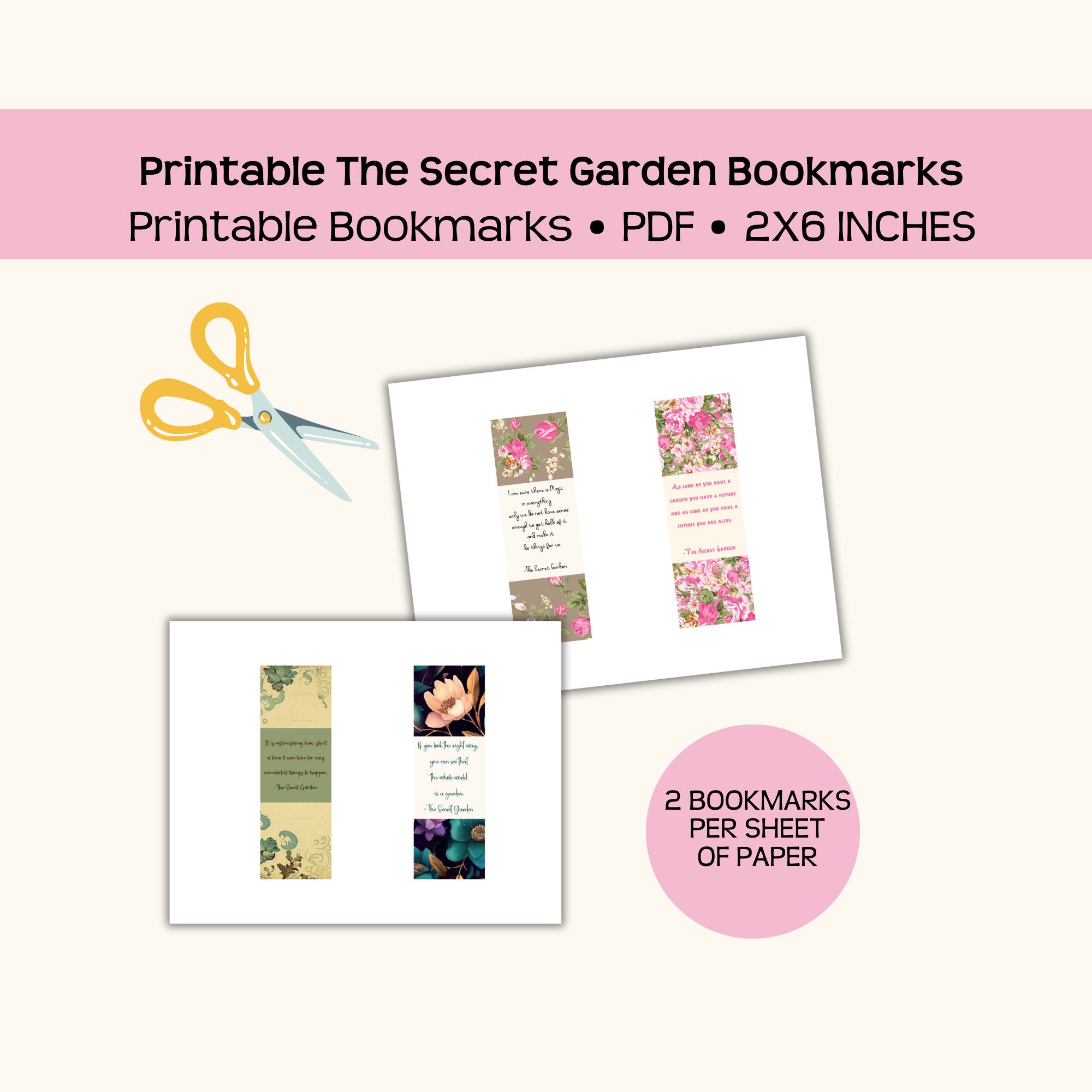 Printable the Secret Garden Bookmarks, Quotes From the Frances Hodgson ...