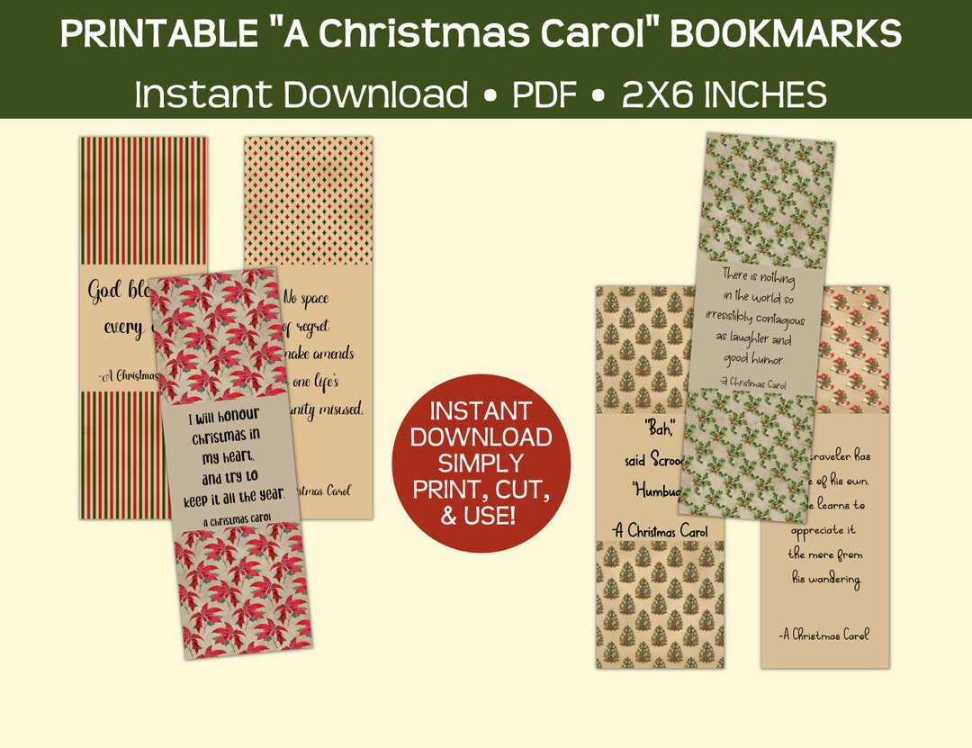 Printable a Christmas Carol Bookmarks Charles - Etsy