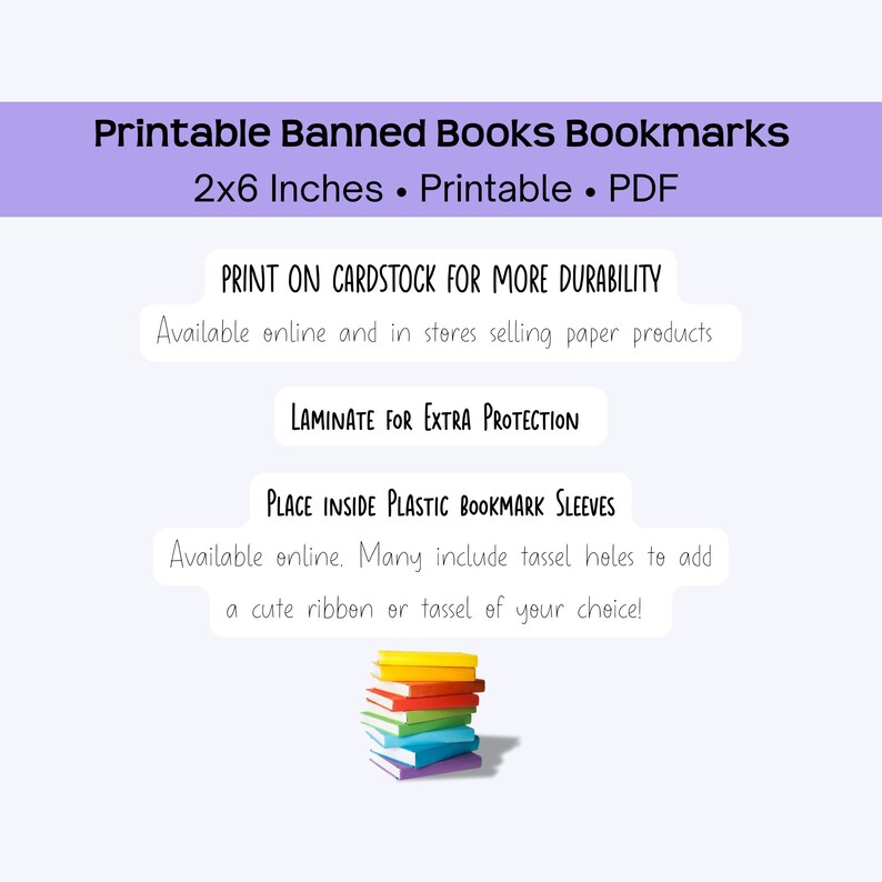 Printable Banned Book Bookmarks, Gift for Book Lovers, Instant Pdf ...