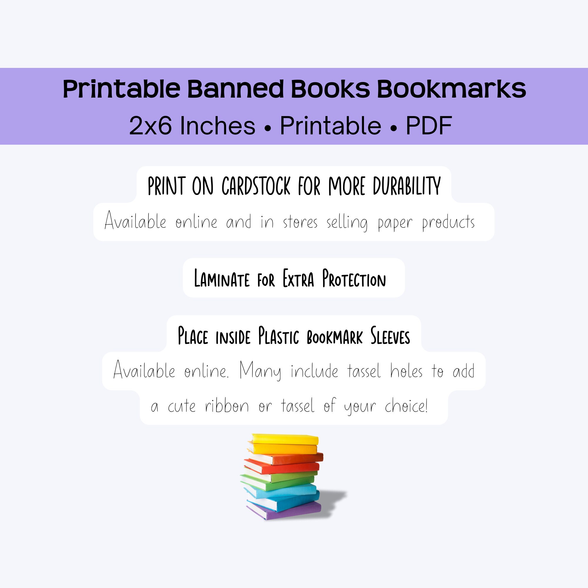Printable Banned Books Bookmarks: Anti-censorship PDF (2x6 In, US ...