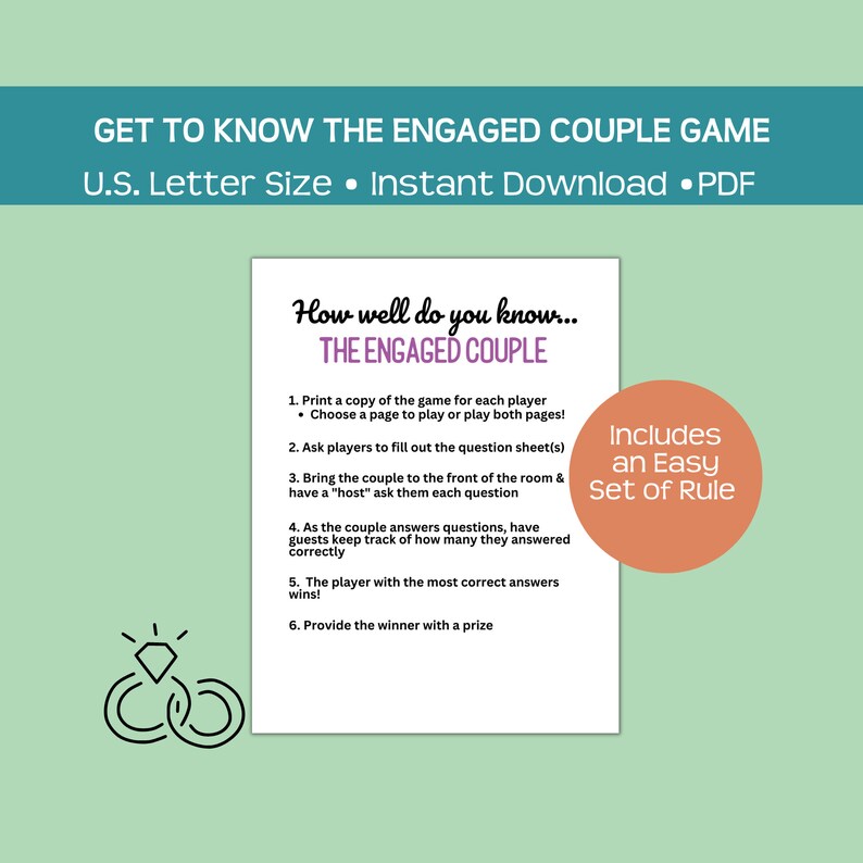 Printable Engagement Game, How Well Do You Know the Couple, Instant Pdf ...