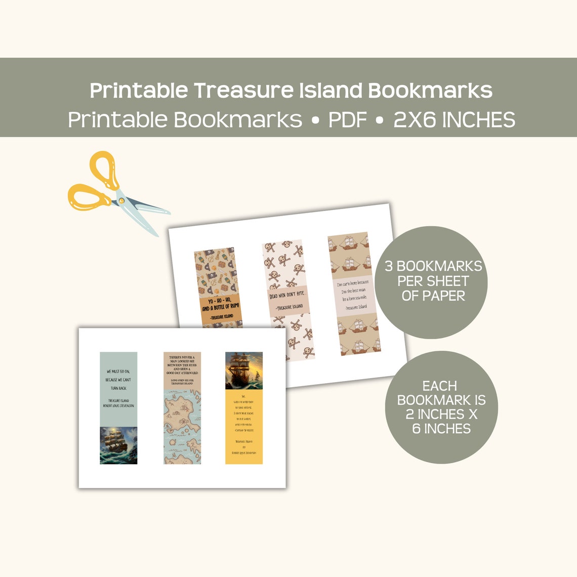 Printable Treasure Island Bookmarks, Quotes From the Robert Louis ...