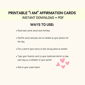 Printable Affirmation Cards, i Am, Self-love, Positive and Motivational ...
