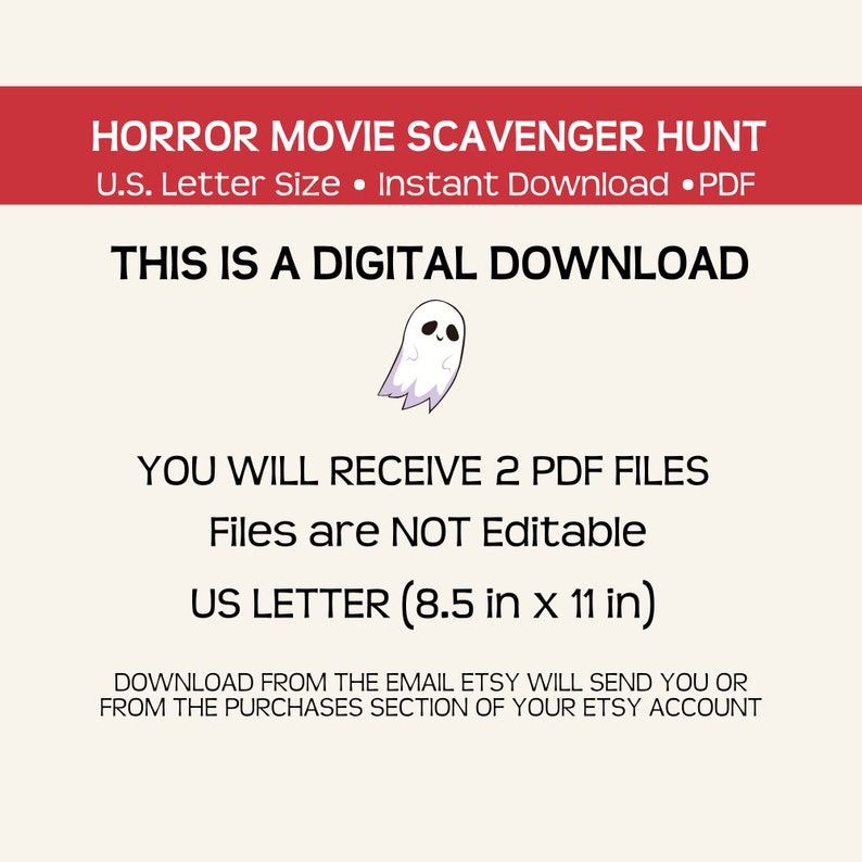 Printable Horror Movie Scavenger Hunt Game, for Lovers of Scary Movies ...