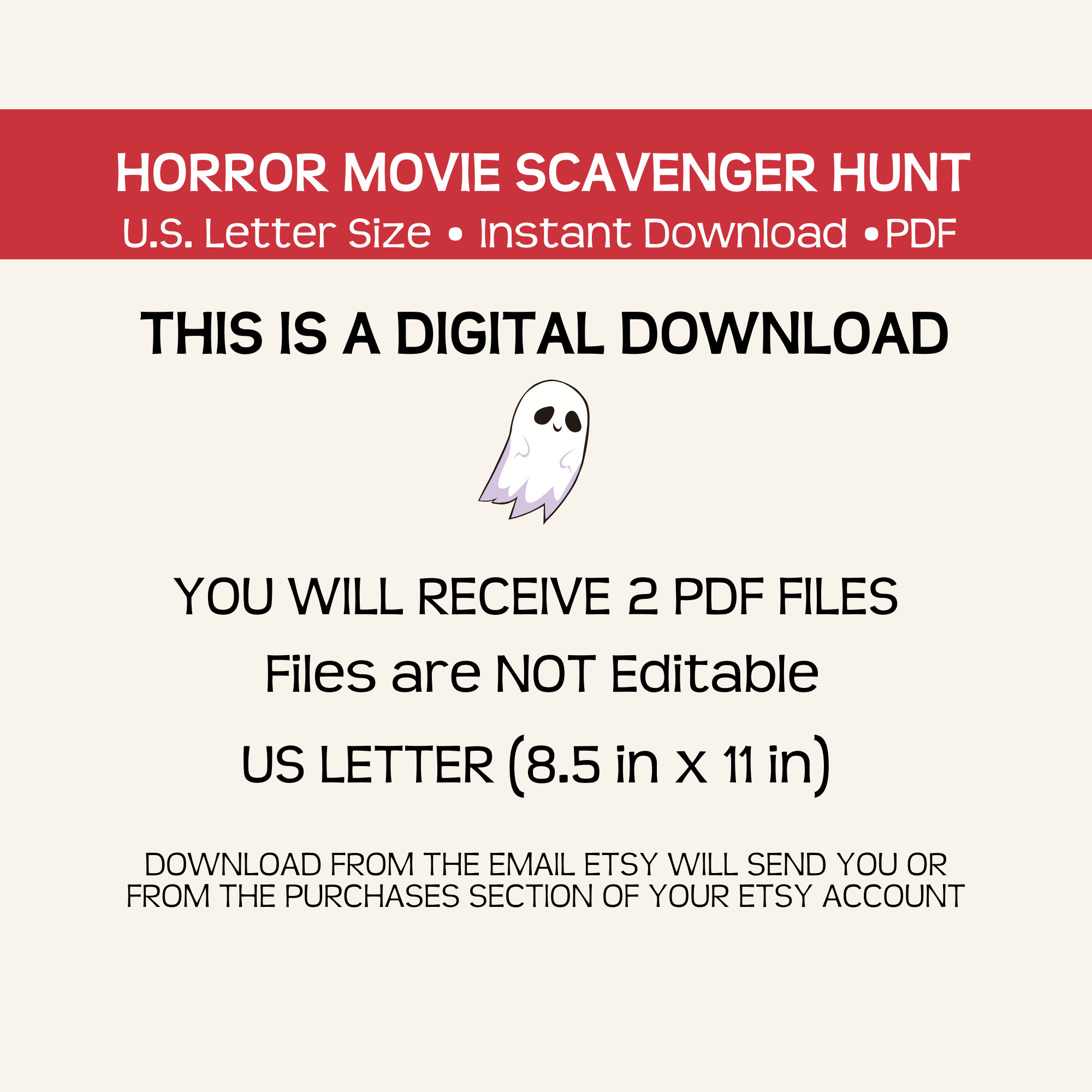 Printable Horror Movie Scavenger Hunt Game, for Lovers of Scary Movies ...