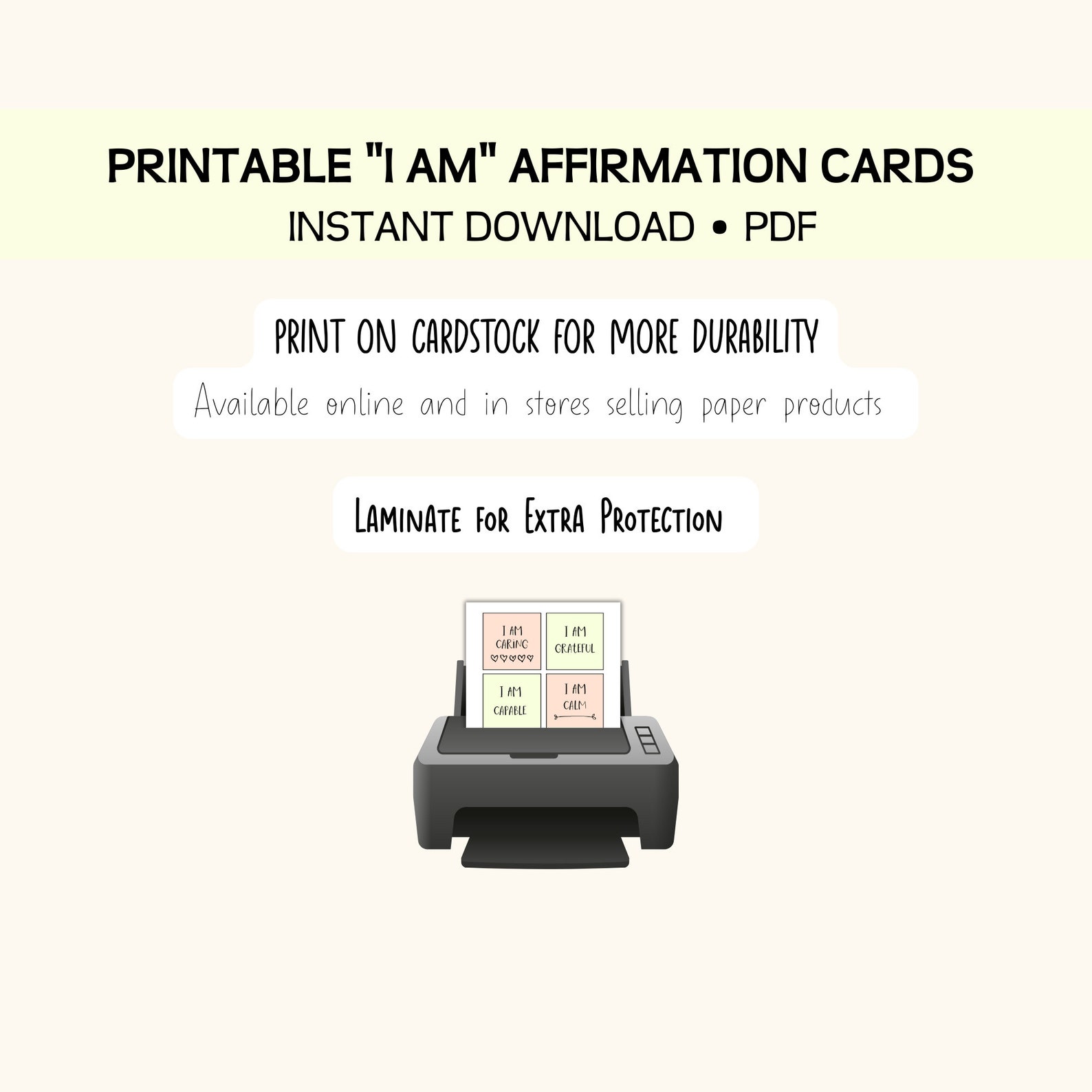 Printable Affirmation Cards, i Am, Self-love, Positive and Motivational ...