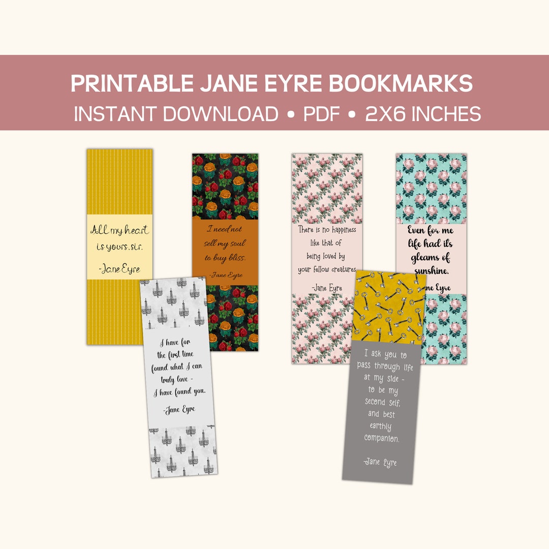 Printable Jane Eyre Bookmarks, Affordable Gift for Book Lovers, Fans of ...