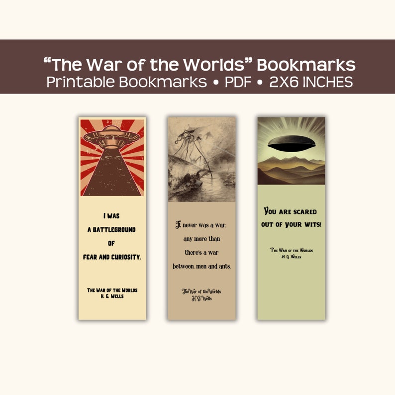 War of the Worlds Bookmarks: H.G. Wells Quotes, Sci-fi Gift (PDF ...