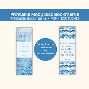 Printable Moby Dick Bookmarks, Quotes From the Famous Novel by Herman ...