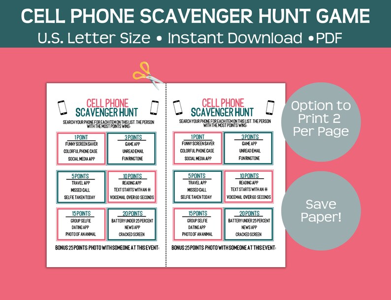 Cell Phone Scavenger Hunt What's on Your Phone Photo - Etsy