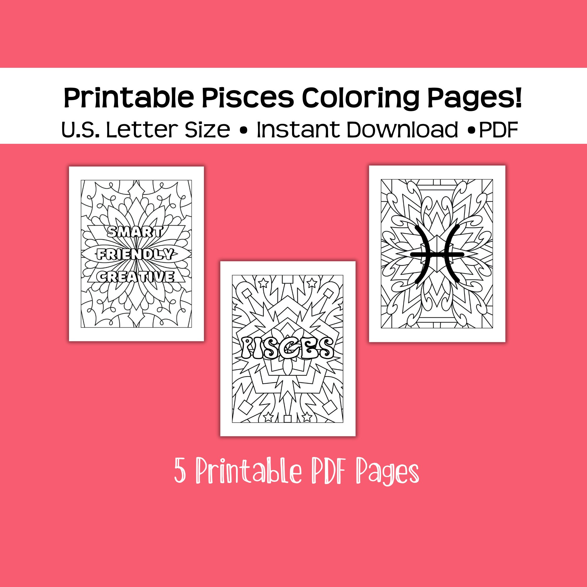Printable Pisces Zodiac Sign Coloring Pages, February and March ...