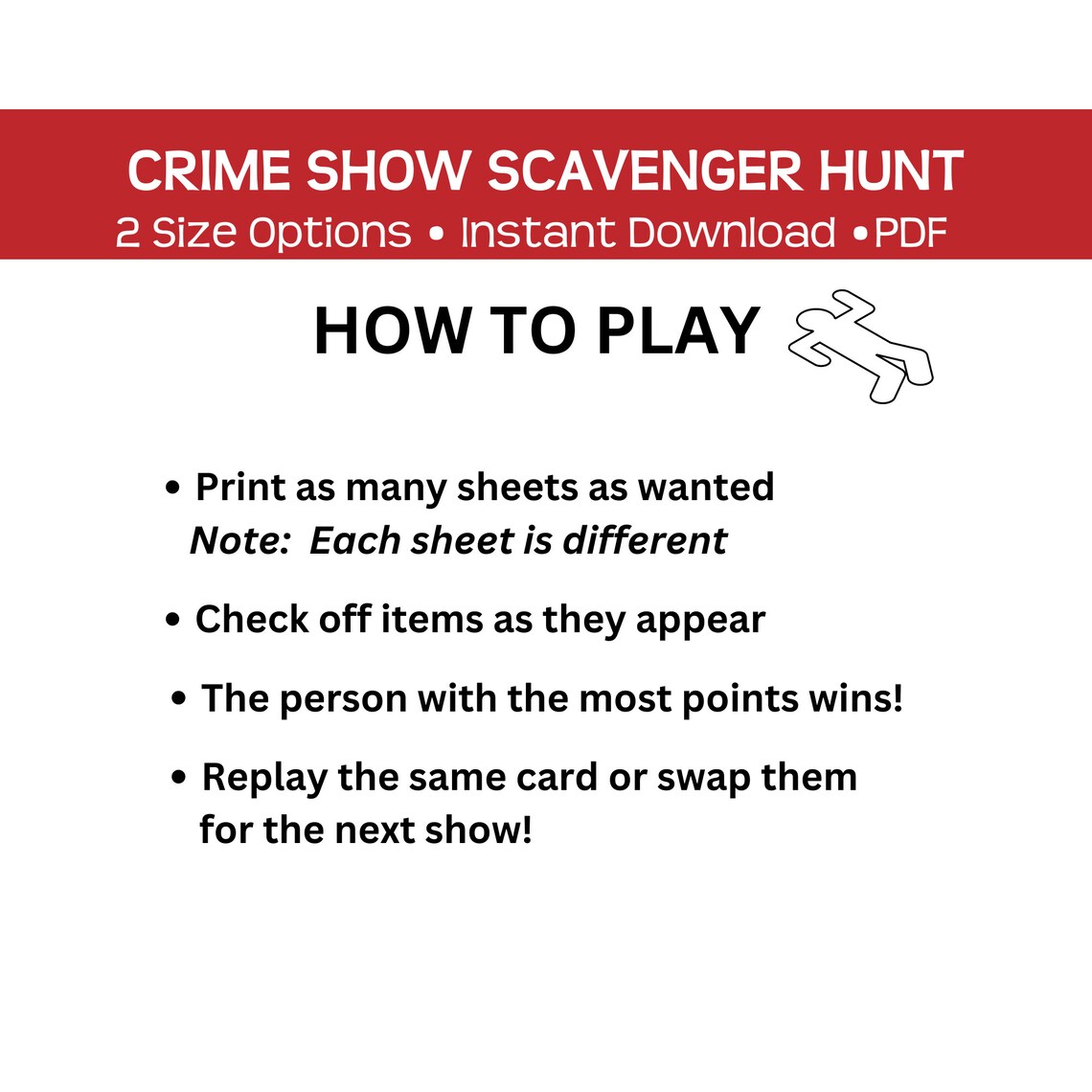 Printable Crime Show Scavenger Hunt Game, Instant Pdf Download, Fun for ...