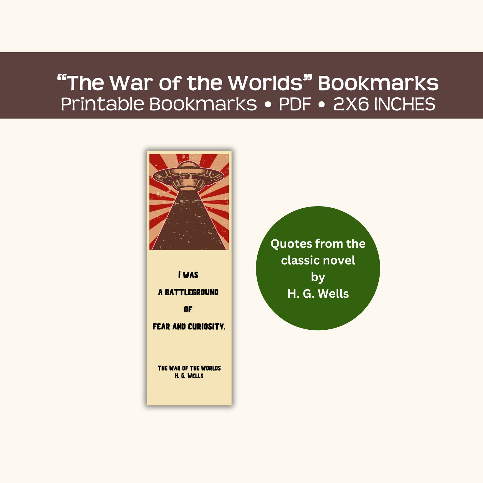 Printable War of the Worlds Bookmarks, Quotes From the H. G. Wells ...