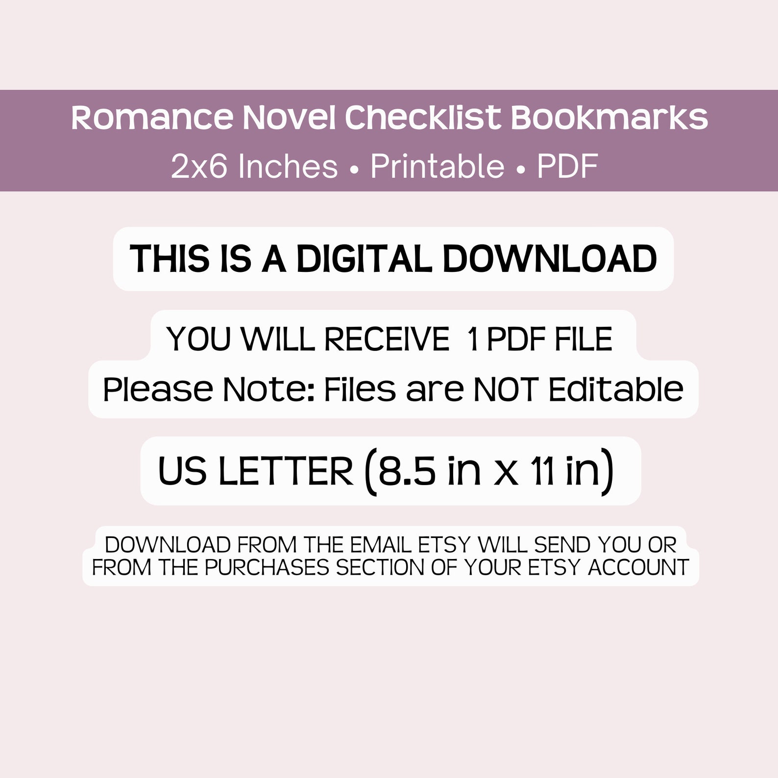 Printable Romance Novel Bookmarks, Instant Pdf Download, Gift for ...