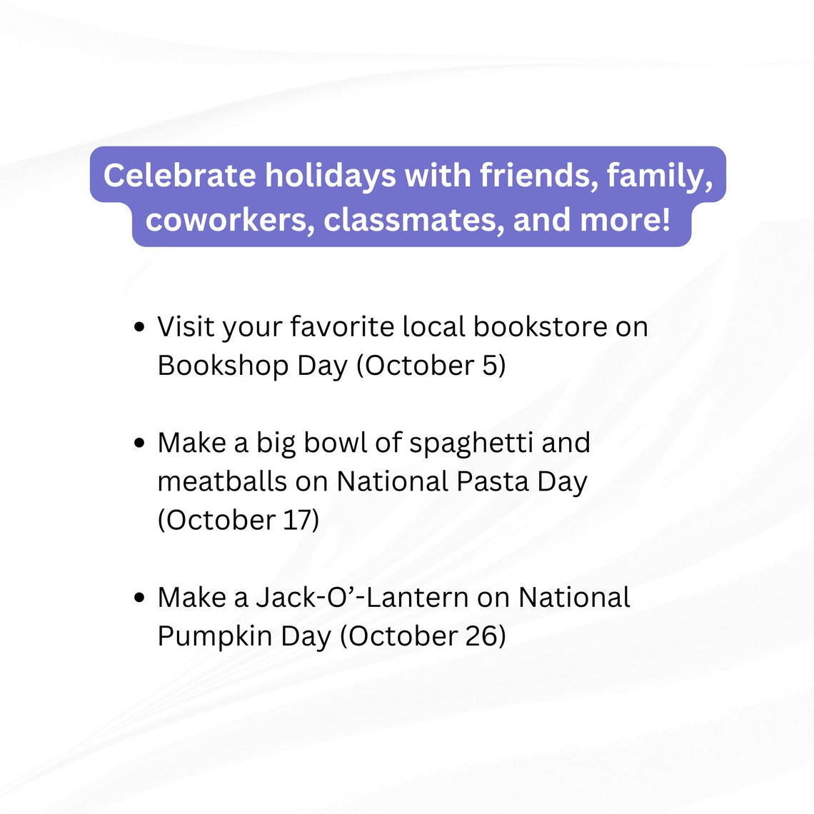 Printable October 2024 Holiday Calendar Page, Fun & Wacky Holidays ...