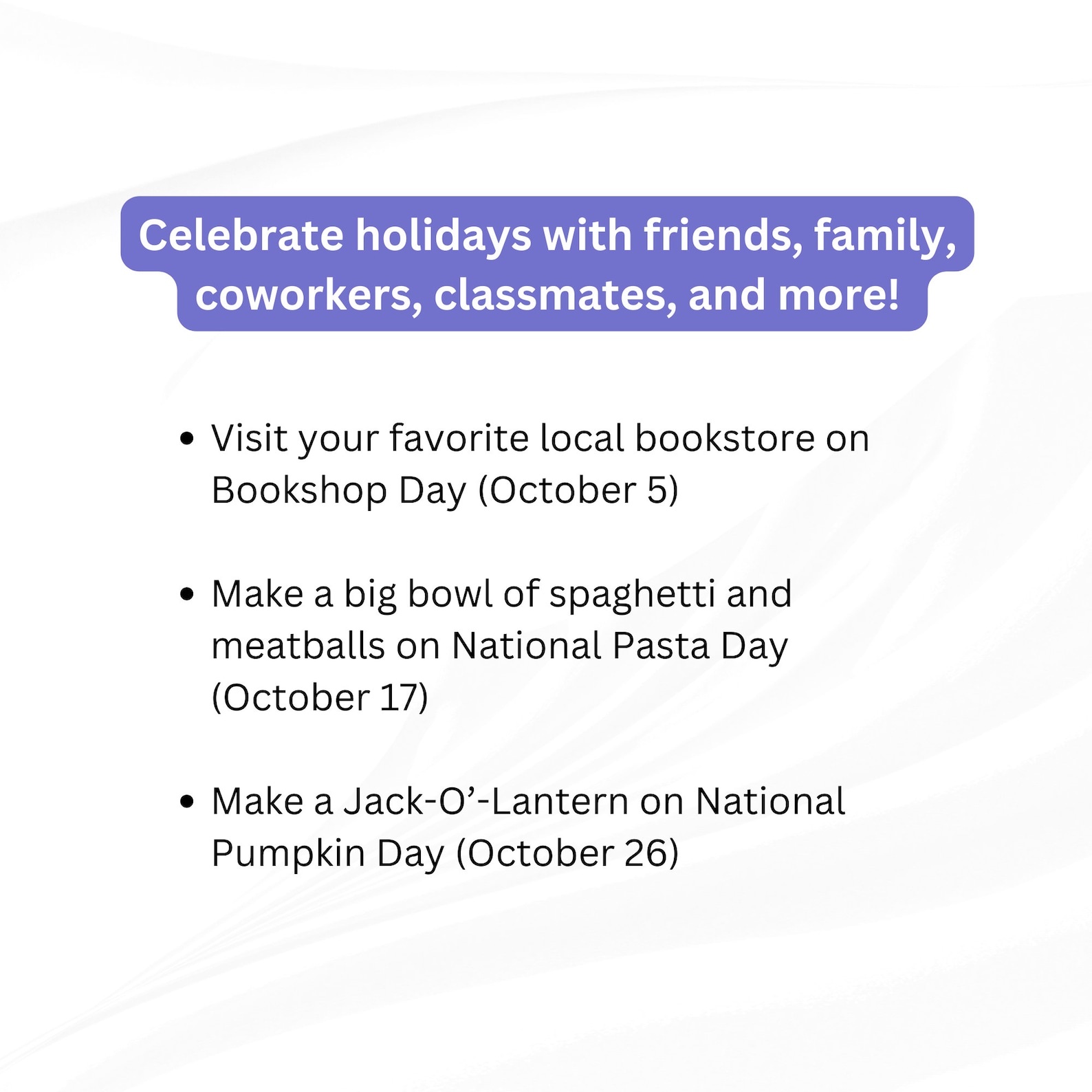 Printable October 2024 Holiday Calendar Page, Fun & Wacky Holidays ...