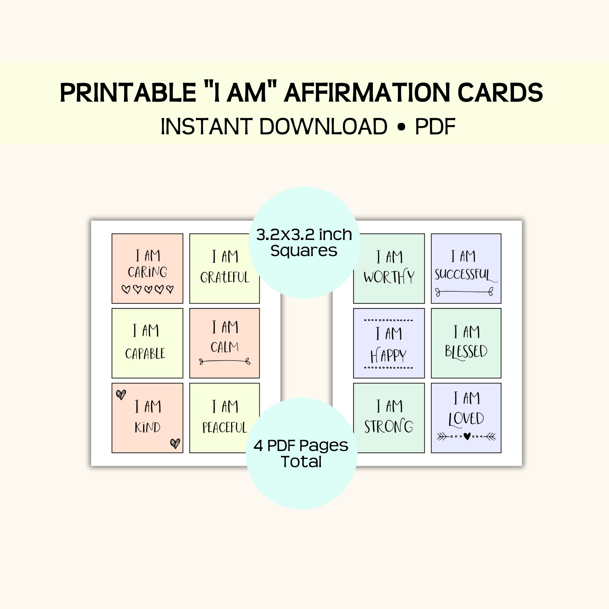 Printable Affirmation Cards, i Am, Self-love, Positive and Motivational ...