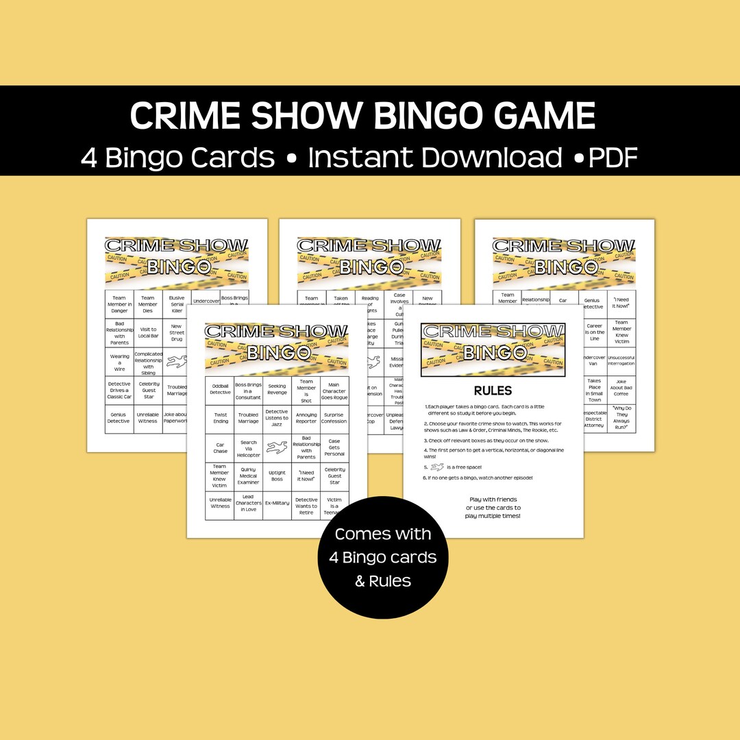 Printable Crime Tv Show Bingo Game, Play as You Watch, Works for Crime ...