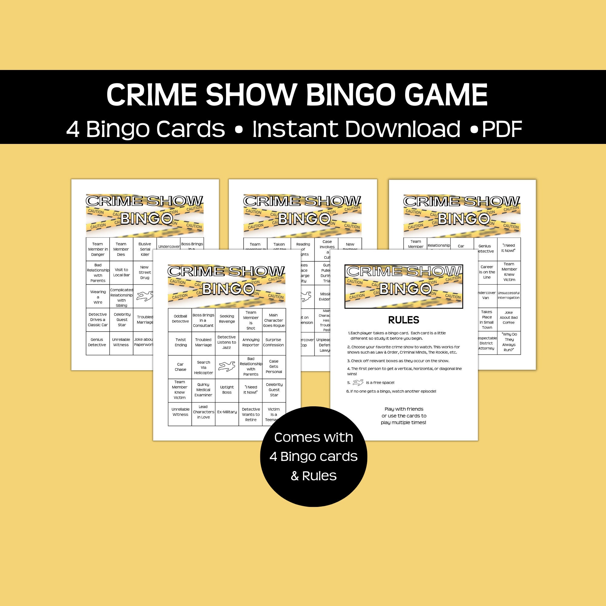 Printable Crime Tv Show Bingo Game, Play as You Watch, Works for Crime ...