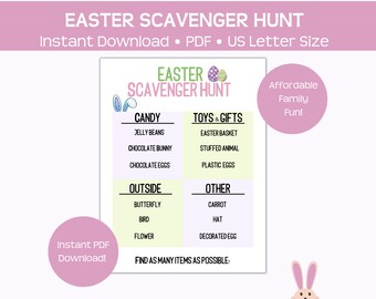 EASTER Scavenger Hunt Printable Game Easter Party Games, Family Party ...