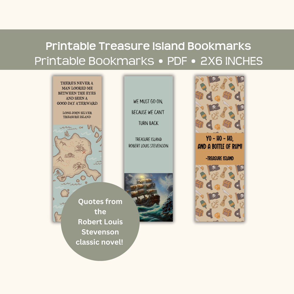 Printable Treasure Island Bookmarks, Quotes From the Robert Louis ...