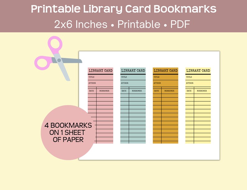 Printable Library Card Bookmarks Gift for Library Lovers and - Etsy