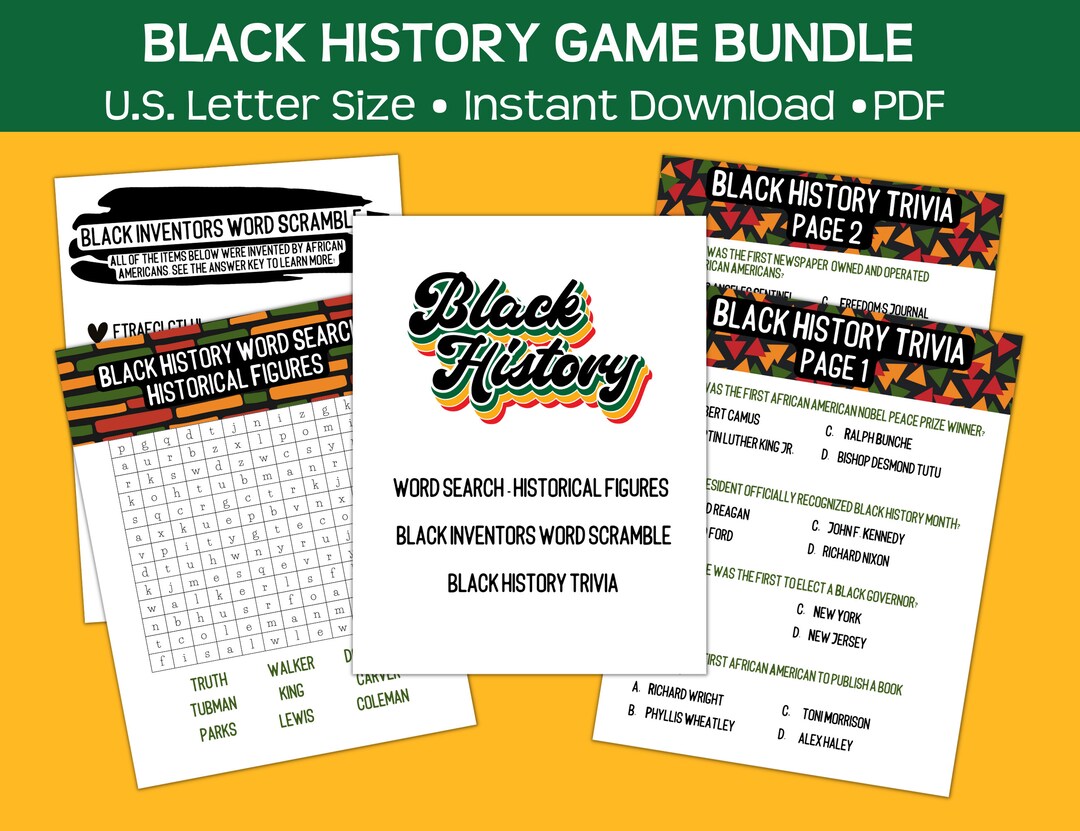 Black History Game Bundle Word Search Word Scramble and - Etsy