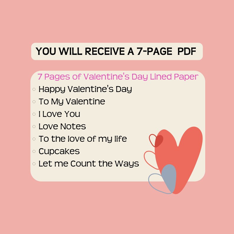 Valentine's Day Love Letters, Printable Lined Writing Paper for Love ...