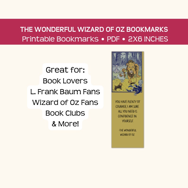 Wizard of Oz Bookmarks: Classic Illustrations, Book Quotes (PDF ...