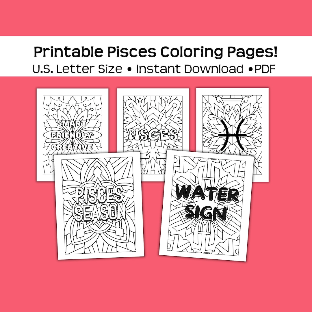 Printable Pisces Zodiac Sign Coloring Pages, February and March ...