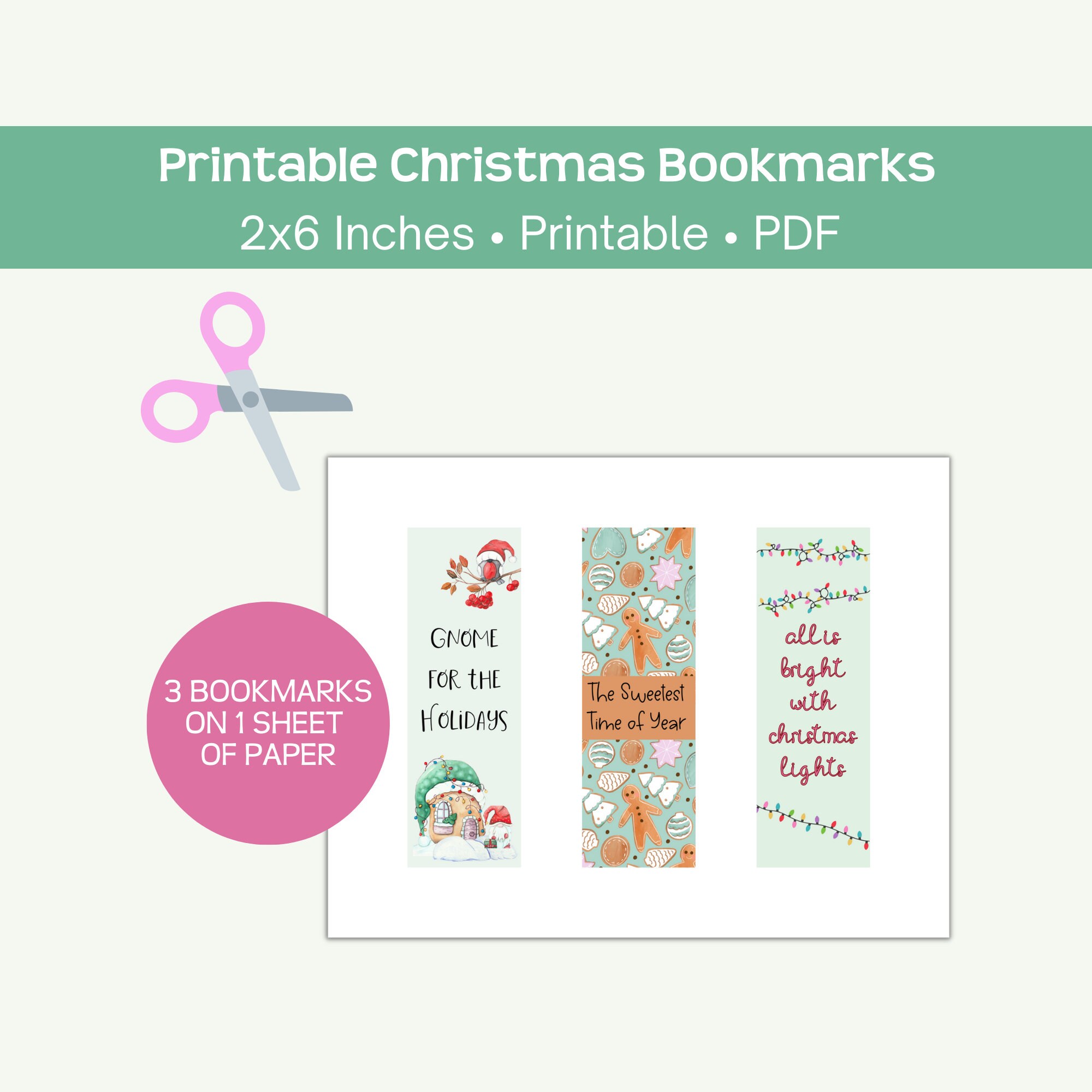 Printable Christmas Bookmarks, Instant Pdf Download, Gnomes ...