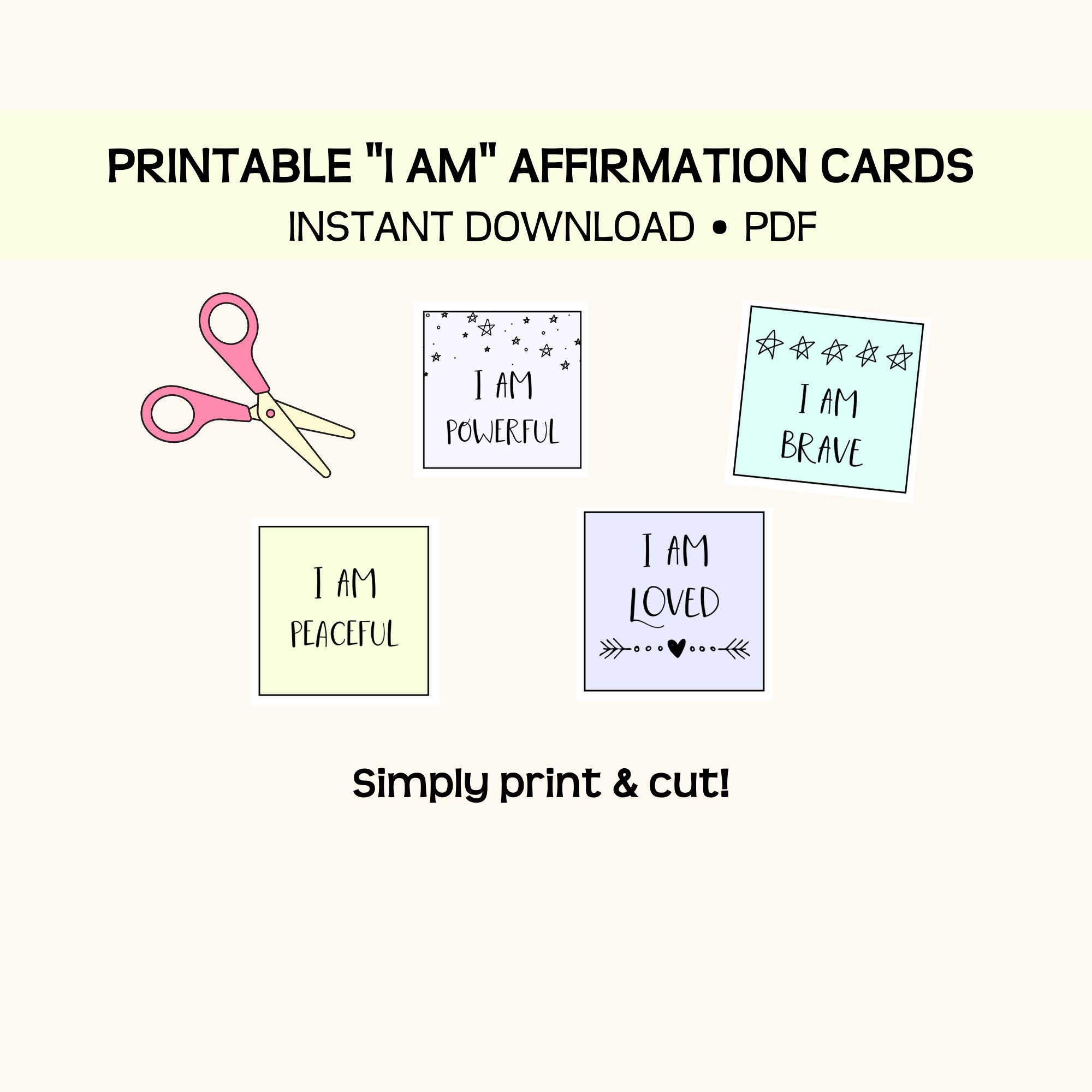 Printable Affirmation Cards, i Am, Self-love, Positive and Motivational ...