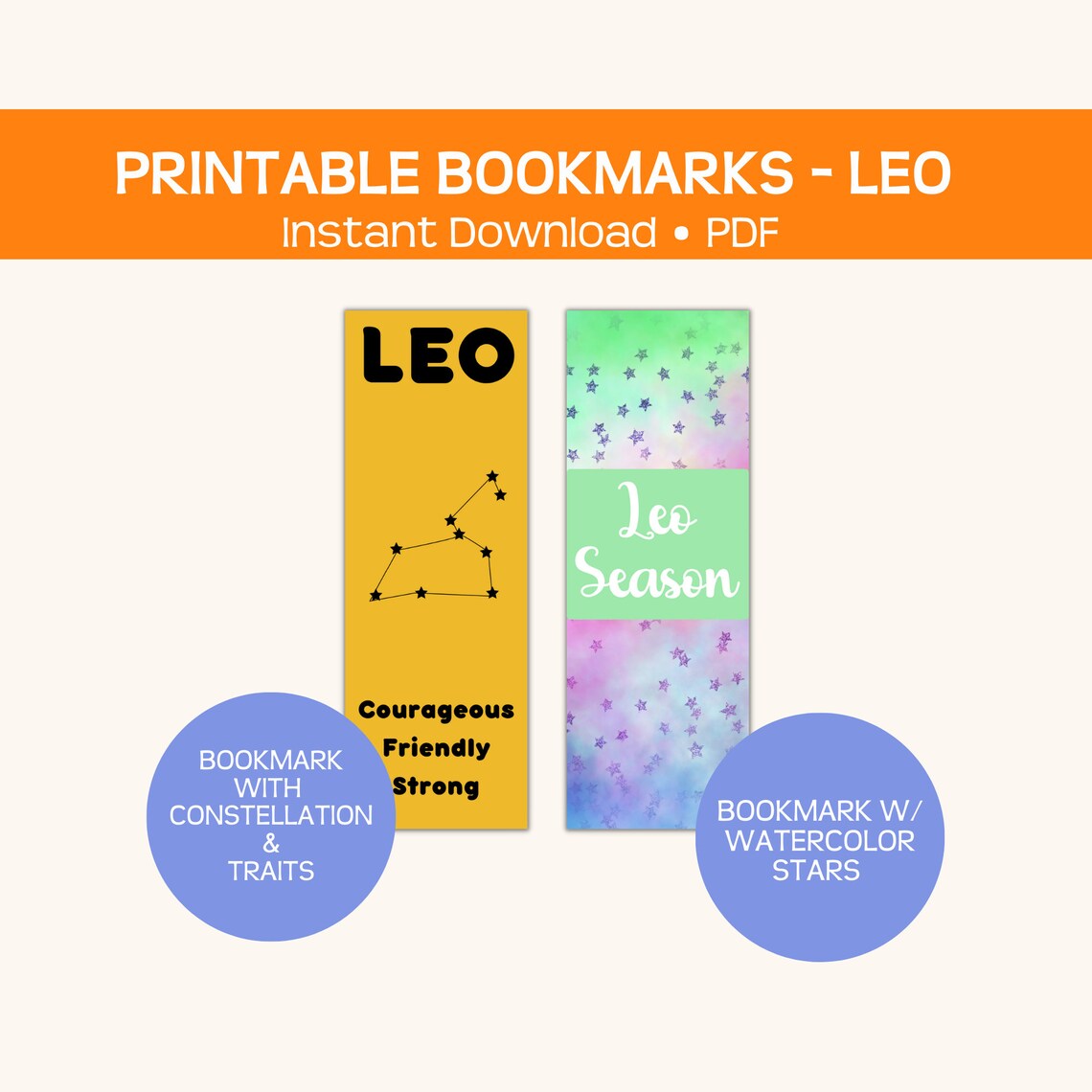 Printable Bookmarks, Leo Zodiac Sign, Astrology Lover, Gift for ...