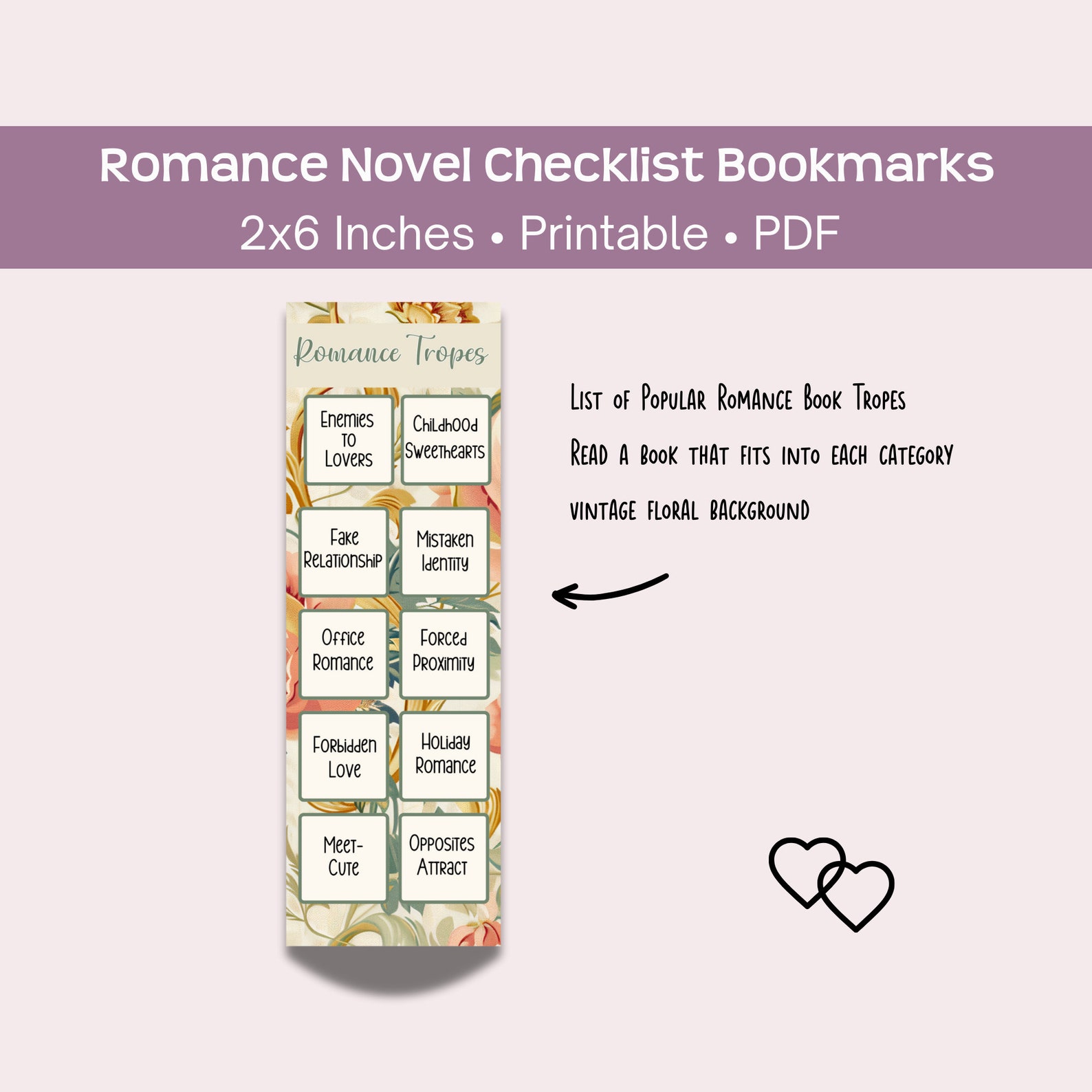 Printable Romance Novel Bookmarks, Instant Pdf Download, Gift for ...