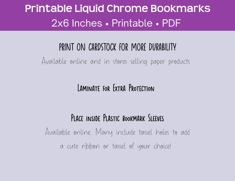 Printable Liquid Chrome Bookmarks Instant Pdf Download Gift - Etsy
